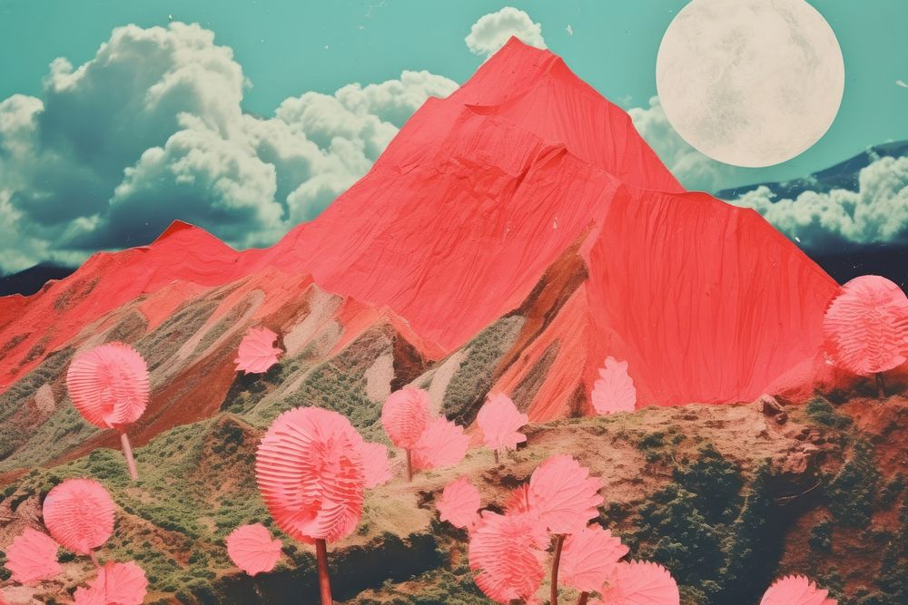 Volcano craft collage outdoors nature | Premium Photo Illustration ...