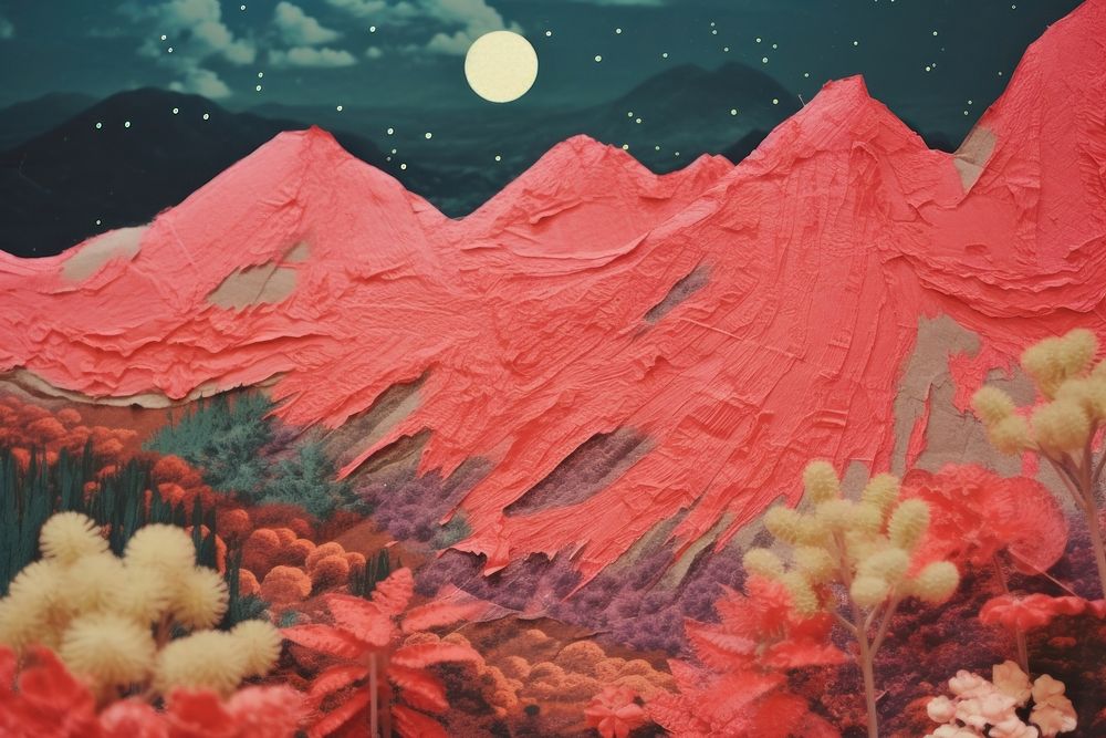 Volcano craft collage art backgrounds | Free Photo Illustration - rawpixel