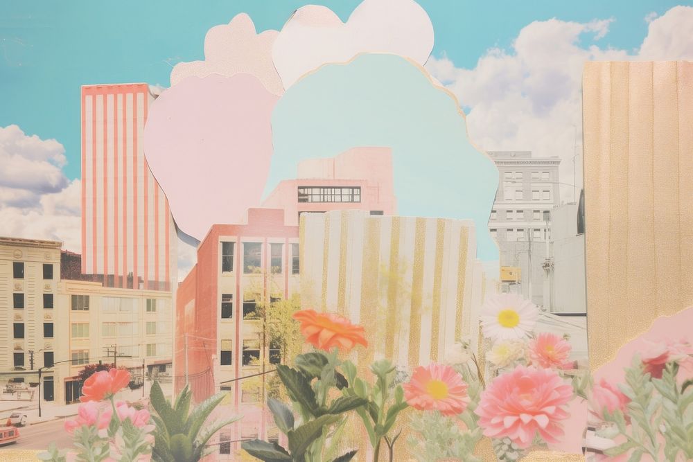 Downtown craft collage art architecture | Premium Photo Illustration ...