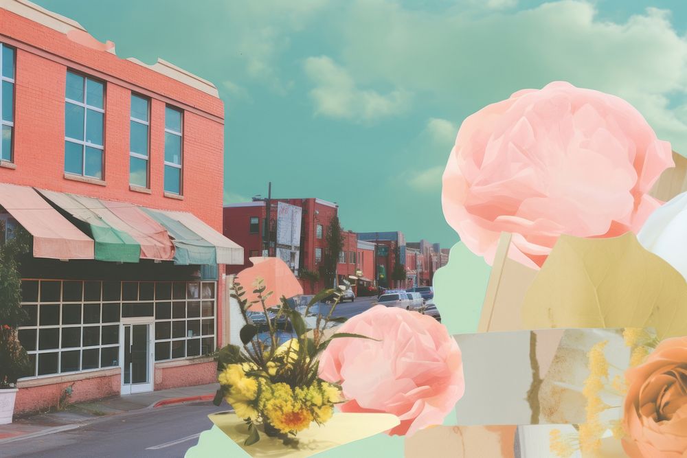 Downtown craft collage architecture building | Free Photo Illustration ...