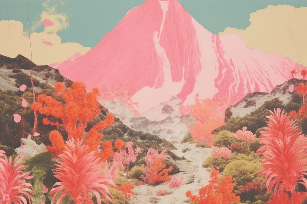 Volcano craft collage art landscape | Premium Photo Illustration - rawpixel