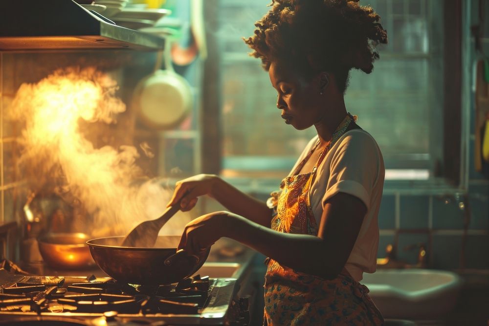 African American cooking kitchen food. | Free Photo - rawpixel