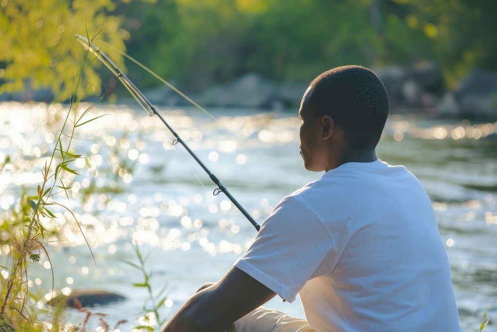 African American fishing recreation outdoors. | Free Photo - rawpixel