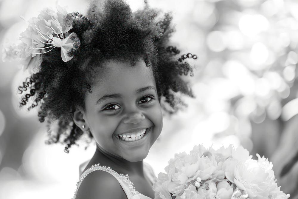 Happy Black Flower Girl Portrait Premium Photo Rawpixel