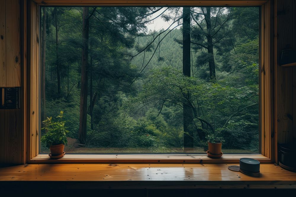 Window see forest windowsill plant | Premium Photo - rawpixel