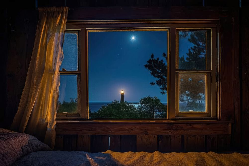 Window see lighthouse night architecture | Premium Photo - rawpixel