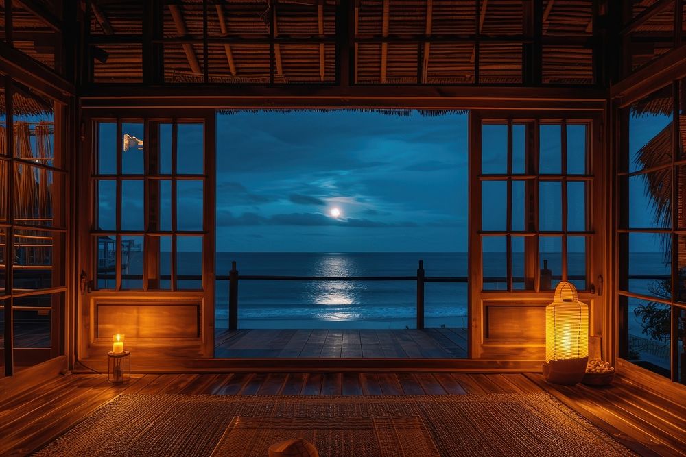 Window see ocean night architecture | Free Photo - rawpixel