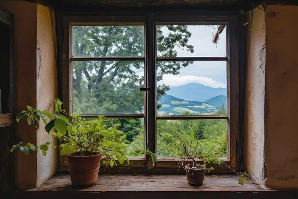 Window see landscapes windowsill plant | Free Photo - rawpixel