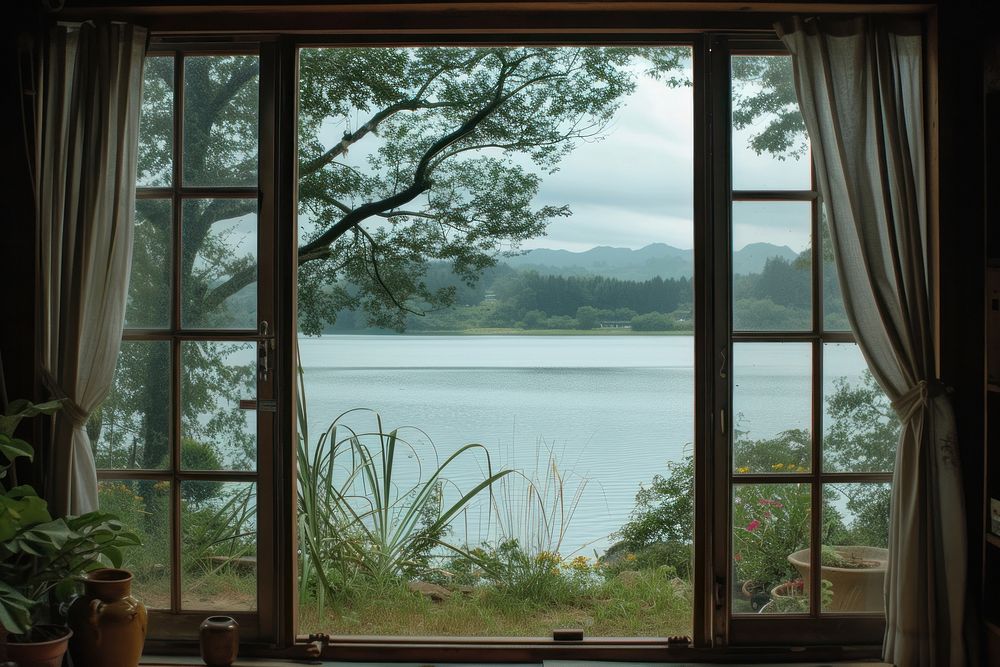 Window see lake nature plant | Premium Photo - rawpixel
