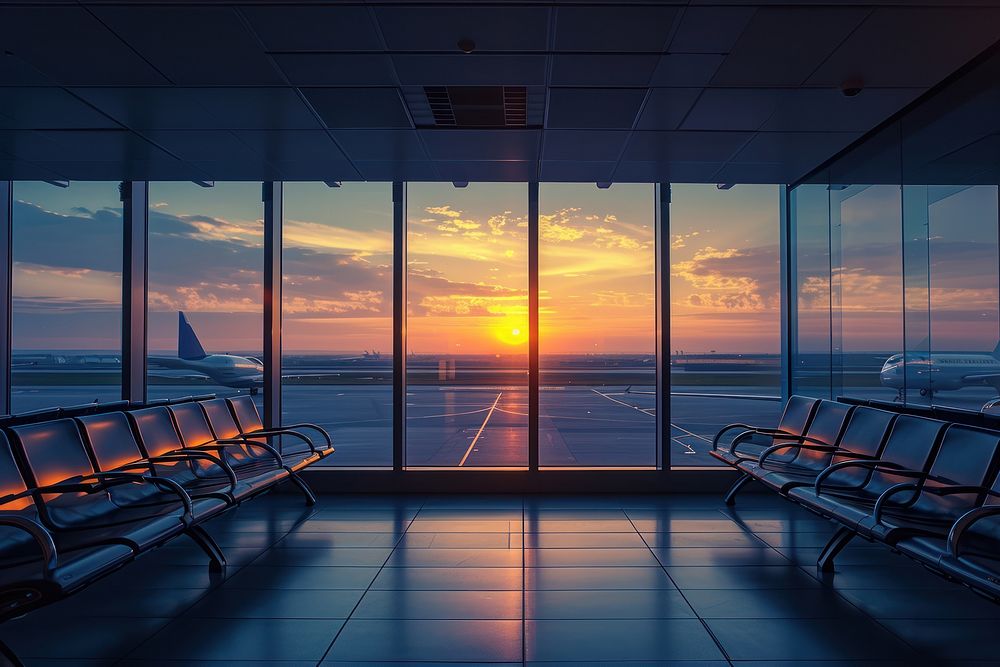 Large window see airplane airport | Free Photo - rawpixel
