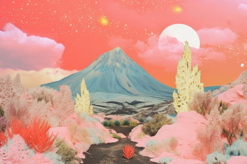 Volcano craft collage landscape mountain | Free Photo Illustration ...