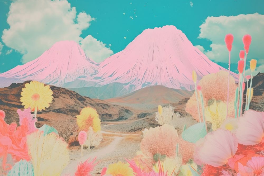 Volcano craft collage art landscape | Premium Photo Illustration - rawpixel