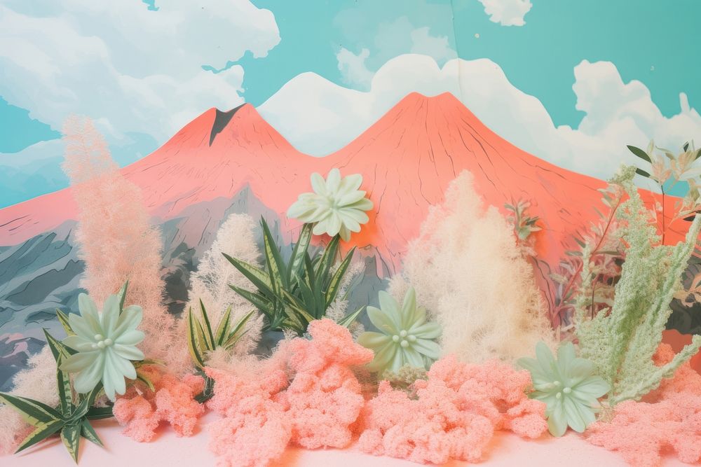 Volcano craft collage mountain outdoors | Free Photo Illustration ...