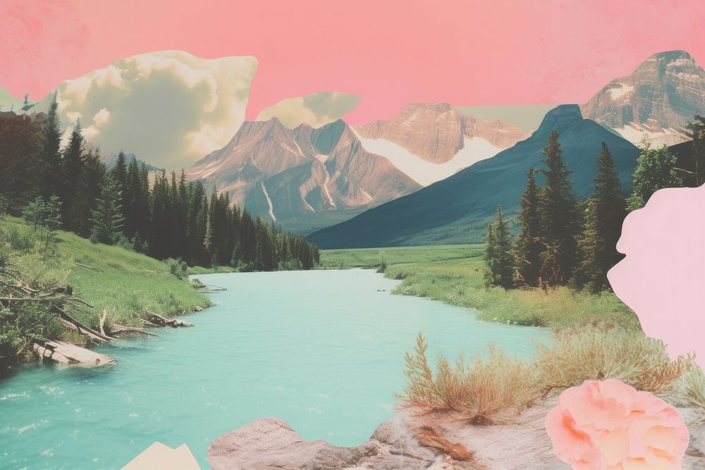 River craft collage wilderness landscape | Premium Photo Illustration ...