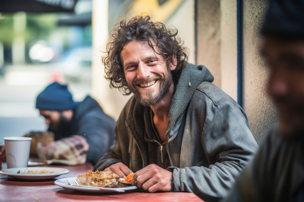 Smiling homeless food adult smile. | Premium Photo - rawpixel