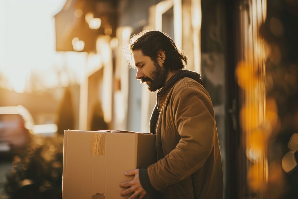 Man cardboard boxes adult contemplation | Premium Photo - rawpixel