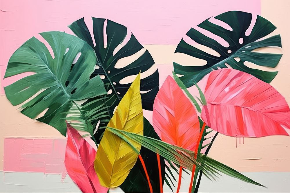 Abstract tropical plants ripped paper | Premium Photo Illustration ...
