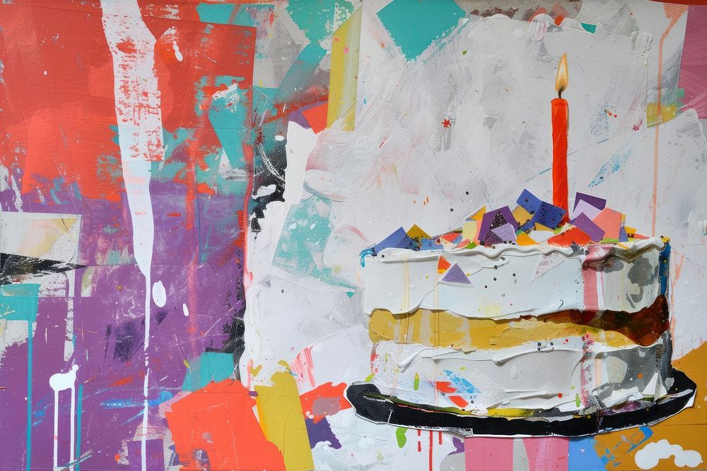 Birthday cake ripped paper art | Free Photo Illustration - rawpixel