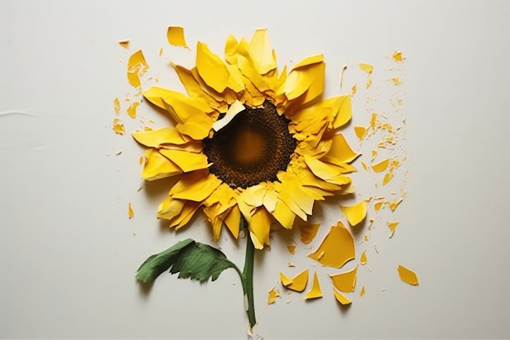 Sunflower ripped paper petal plant | Free Photo Illustration - rawpixel