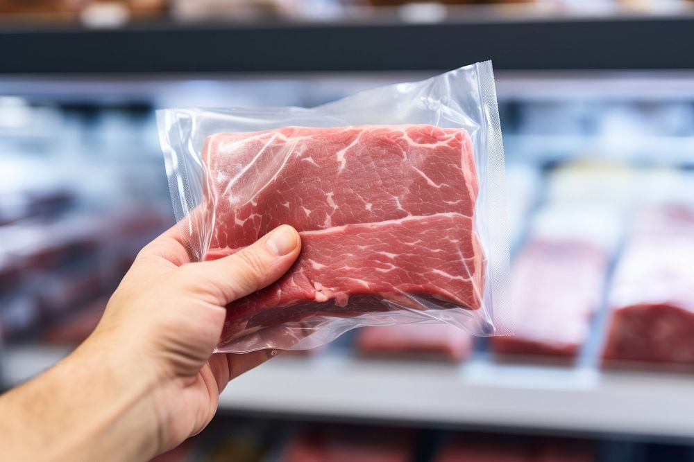Hand holding beef plastic package | Free Photo - rawpixel