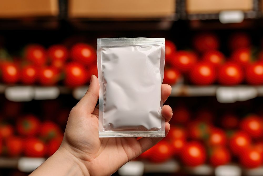 Hand holding tomato plastic package | Free Photo - rawpixel
