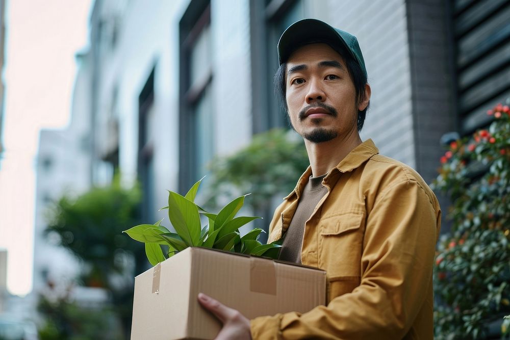 Man holding cardboard box portrait | Free Photo - rawpixel