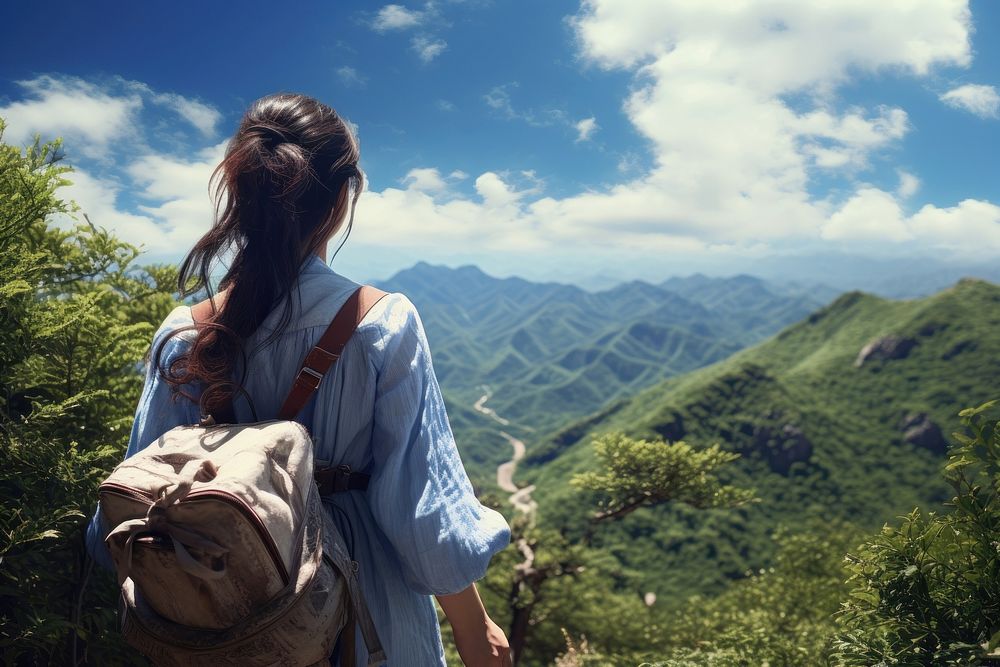 Chinese woman hiking backpacking adventure. | Premium Photo - rawpixel