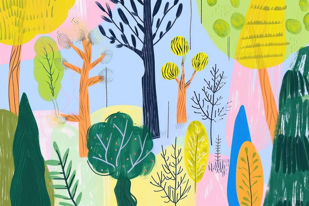 Cute forest illustration vegetation painting | Premium Photo ...