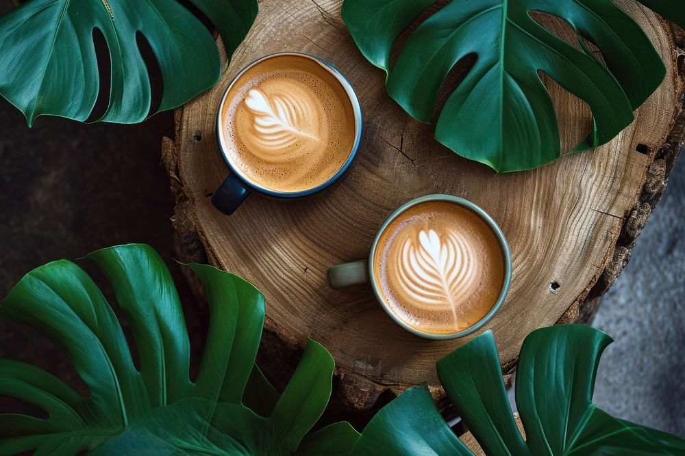 Hot coffee cups tree stump | Premium Photo - rawpixel