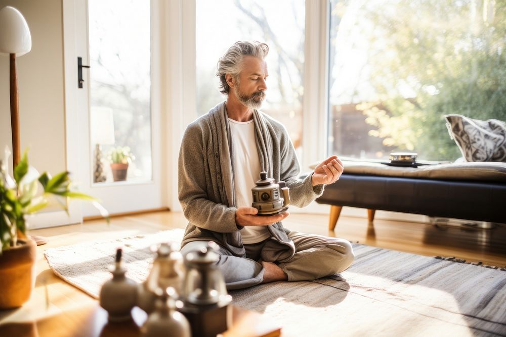 Adult man morning meditation sitting | Free Photo - rawpixel