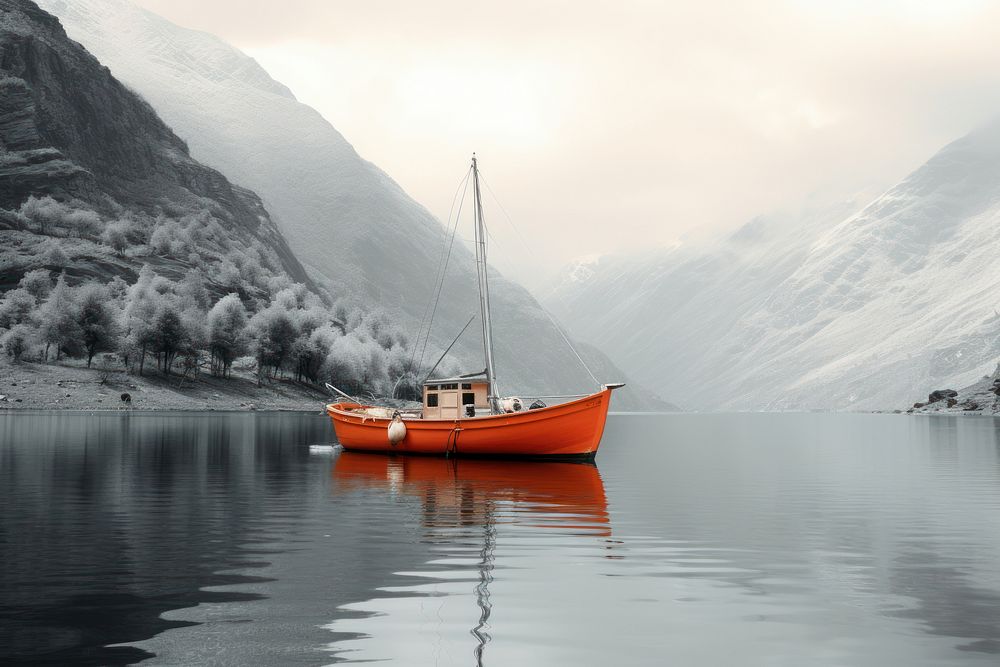 Scenery boat watercraft mountain. | Free Photo - rawpixel