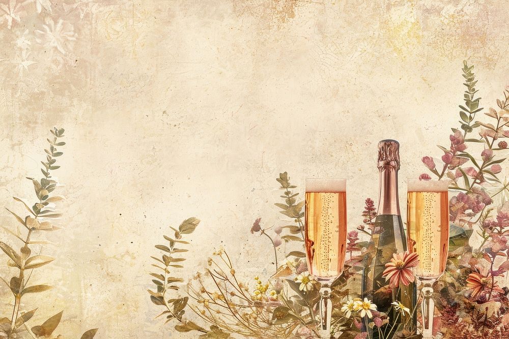 Champagne backgrounds bottle plant. | Free Photo Illustration - rawpixel