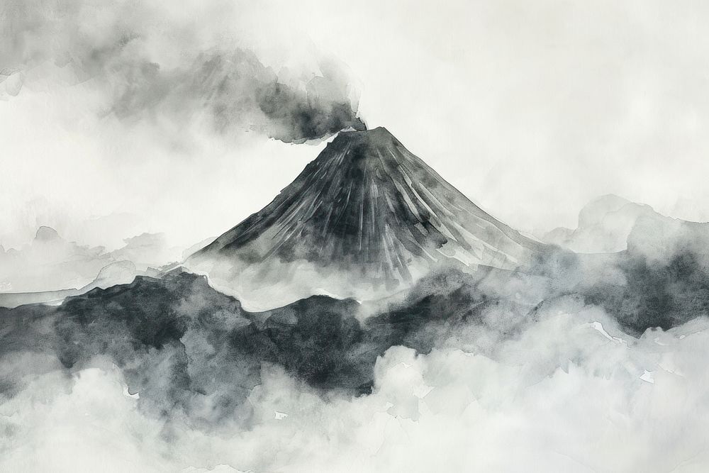 Volcano monochrome mountain abstract | Free Photo Illustration - rawpixel