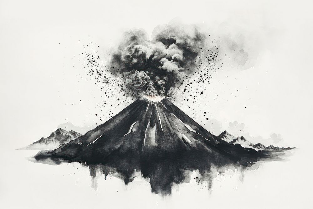 Volcano eruption monochrome mountain nature. | Free Photo Illustration ...