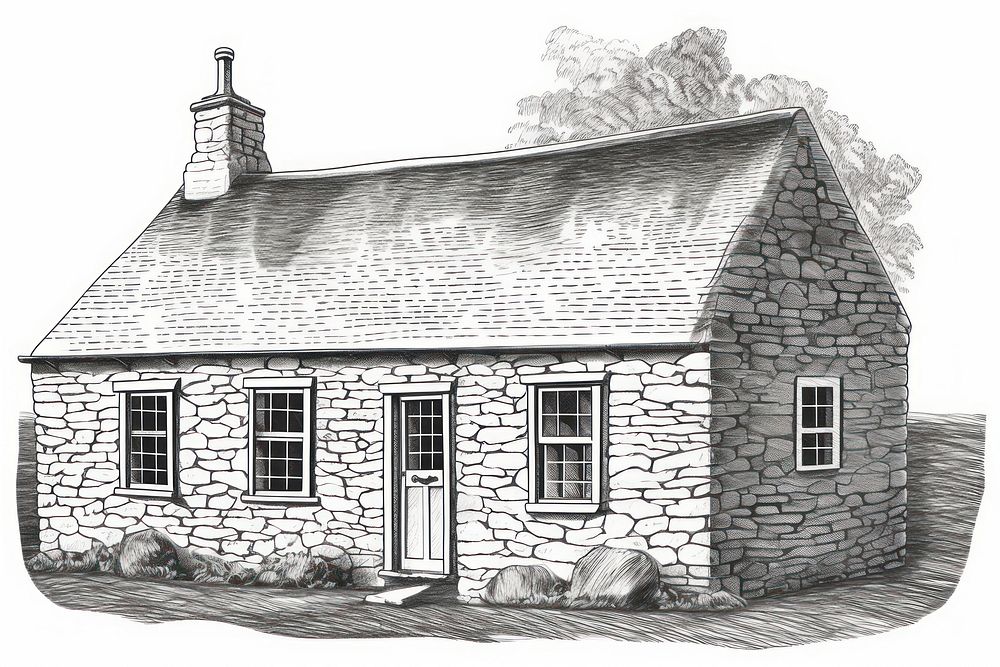 Cottage drawing sketch architecture. | Premium Photo Illustration ...
