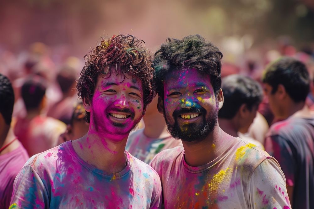 Holi festival adult man togetherness. | Premium Photo - rawpixel