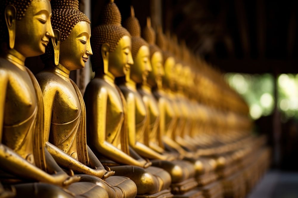 Golden buddhist statues temple representation | Premium Photo - rawpixel