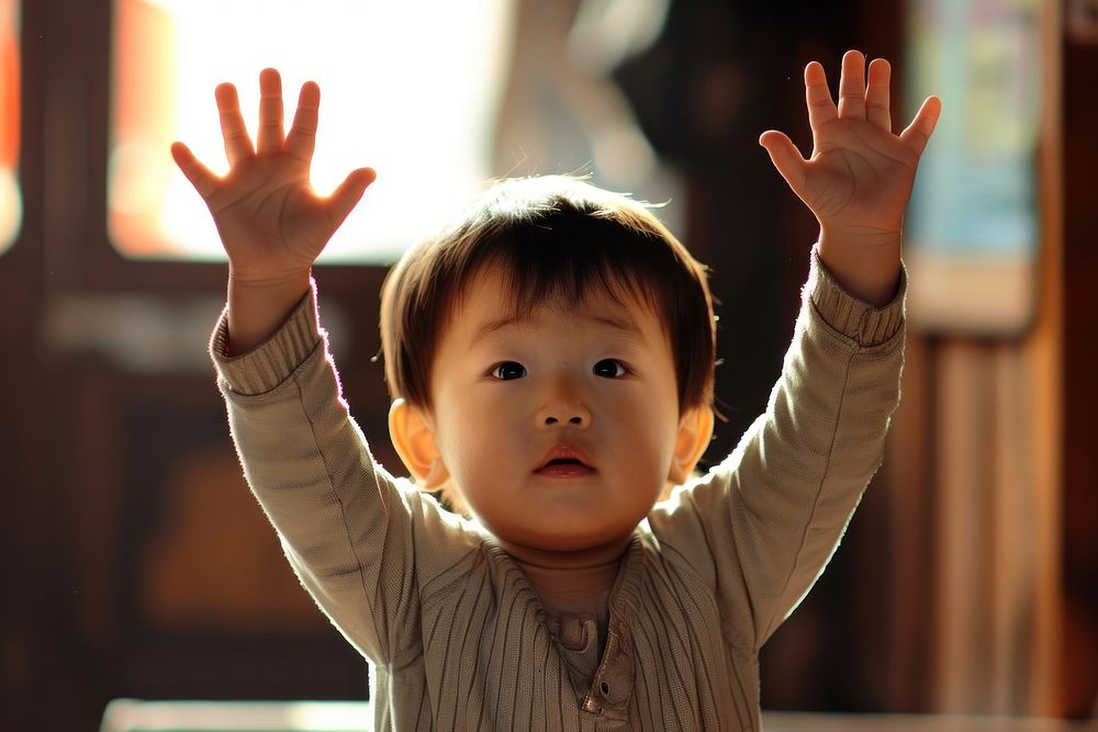 Raising one hands portrait photo | Free Photo - rawpixel