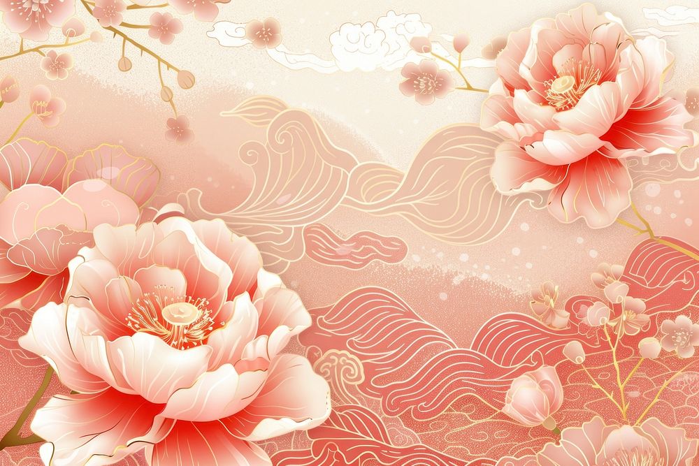 Chinese pattern backgrounds flower plant. | Free Photo Illustration ...