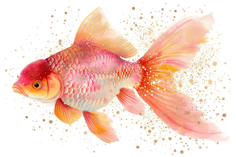 Fish goldfish animal white background. | Premium Photo Illustration ...