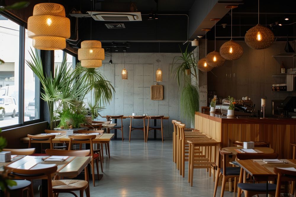 Modern restaurant architecture cafeteria furniture. | Premium Photo ...