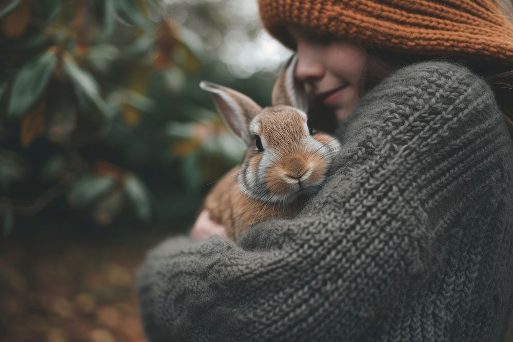 Person hugging rabbit outdoors animal | Premium Photo - rawpixel