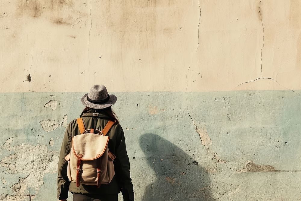 Person walking backpack architecture adult. | Premium Photo - rawpixel