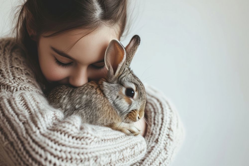 Person hugging rabbit animal mammal | Premium Photo - rawpixel