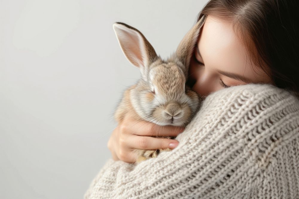Person hugging rabbit animal mammal | Free Photo - rawpixel