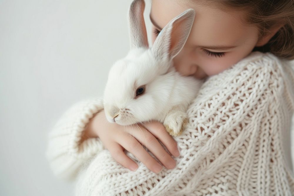 Person hugging rabbit animal mammal | Free Photo - rawpixel