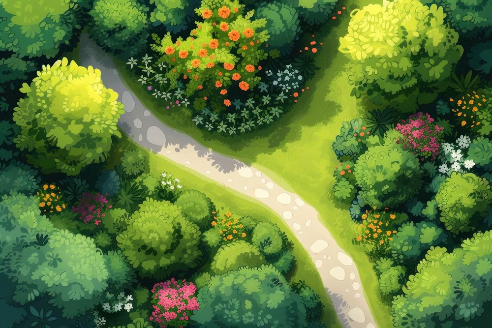 Aerial view flower bushes fields | Premium Photo Illustration - rawpixel