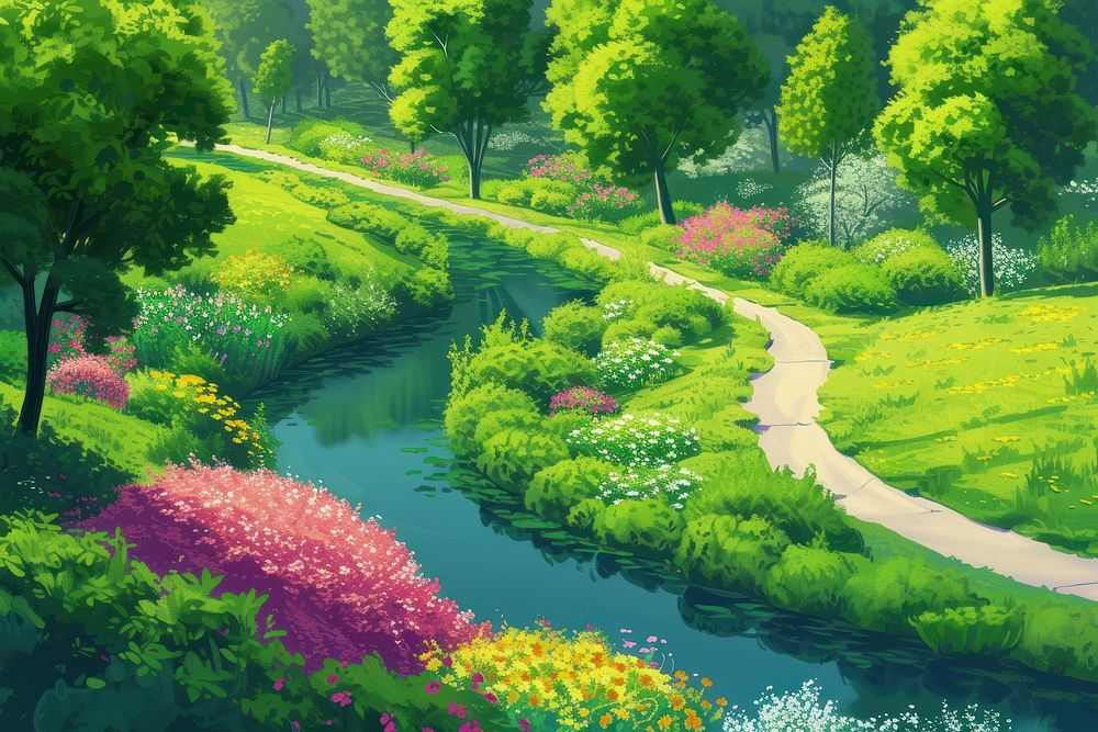 Flower landscape outdoors nature. | Free Photo Illustration - rawpixel