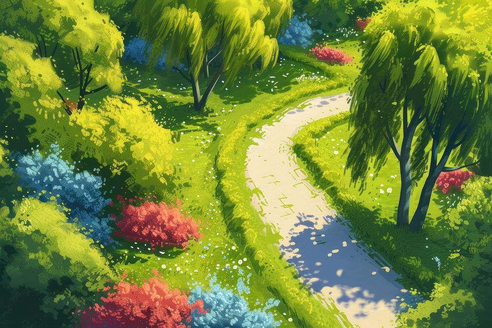 Flower field park landscape. | Free Photo Illustration - rawpixel