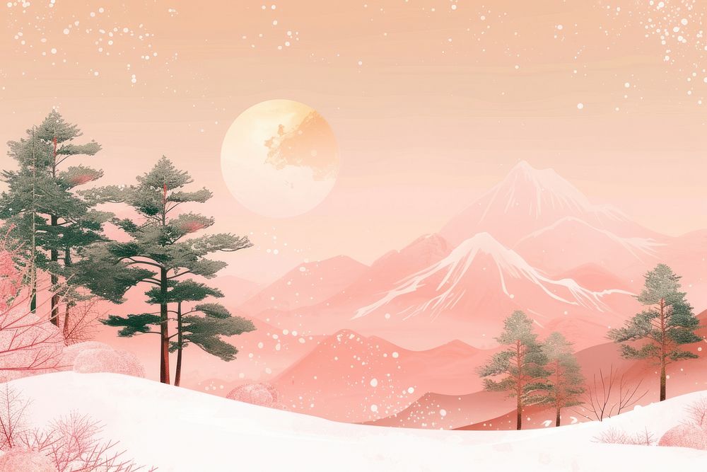 Tree snow landscape mountain. | Free Photo Illustration - rawpixel